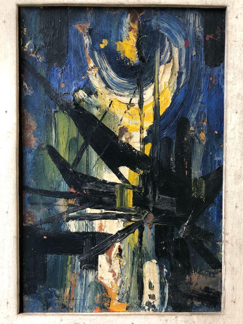 Enrico Zablan: Abstract painting: oil on wood, Hobbies & Toys ...