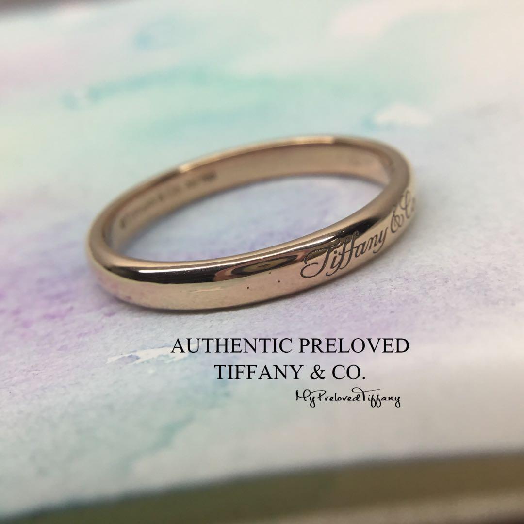 Excellent Authentic Tiffany & Co. Notes Ring Logo Rose Gold 750 #8.75 ...