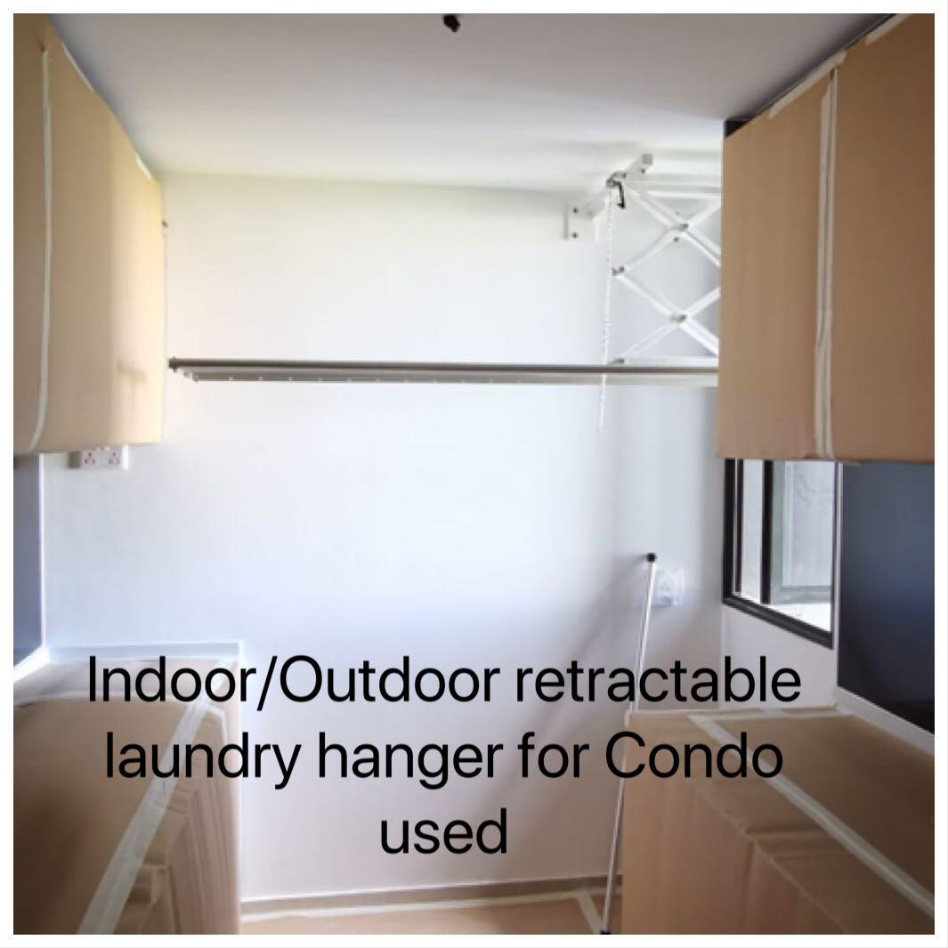 Indoor and outdoor retractable cloths laundry system suitable for ...