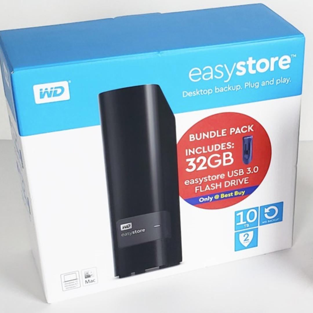 🖥WD Western Digital Easystore 10TB Desktop External USB 3.0 Hard Disk ...