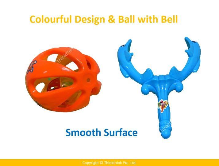 2 in 1 Hand Bell Shaking & Ball Toddler Educational Toys for 0-12 ...