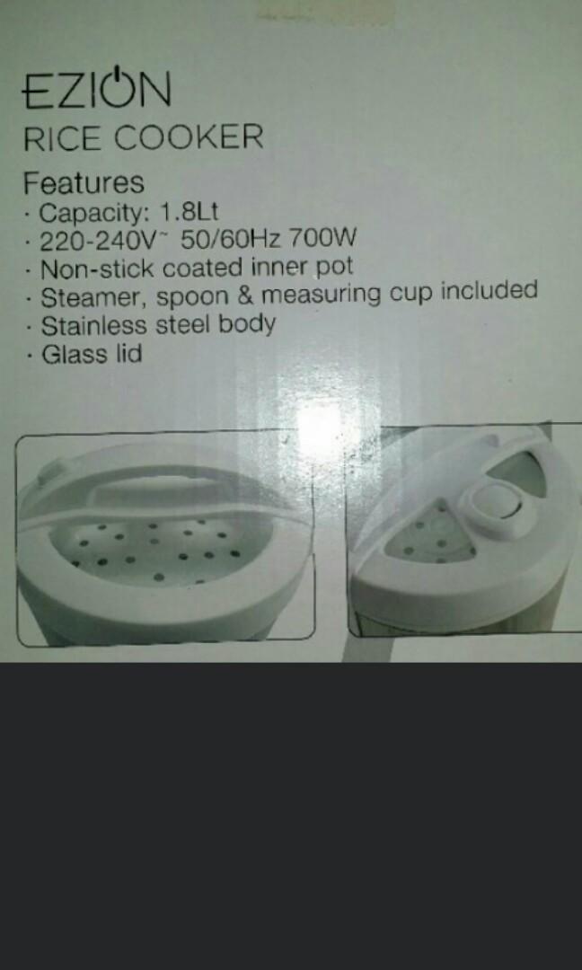 Ezion Rice Cooker 1.8L, TV & Home Appliances, Kitchen Appliances, Cookers on Carousell