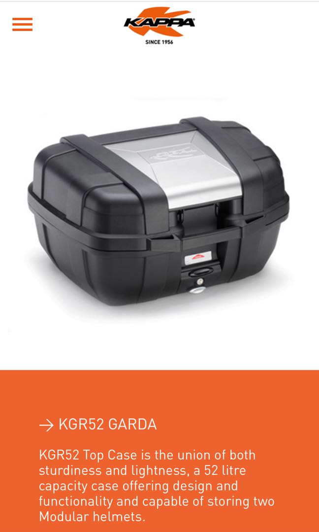 Kappa KGR52 litres top box, Motorcycles, Motorcycle Accessories on ...