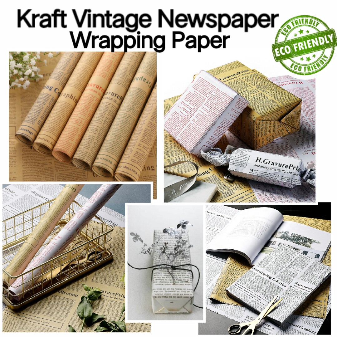 Kraft Vintage Newspaper Wrapping Paper, Hobbies & Toys, Stationary ...