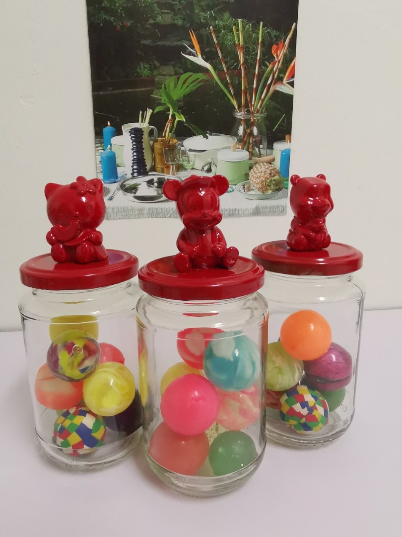 Mason Jar with Cute Figurine - Set#C, Furniture & Home Living ...