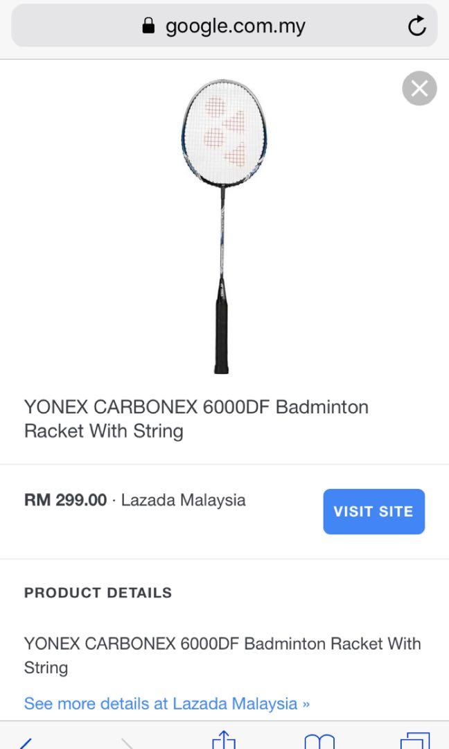 Raket yonex carbonex 6000 df, Sports Equipment, Sports & Games, Racket ...