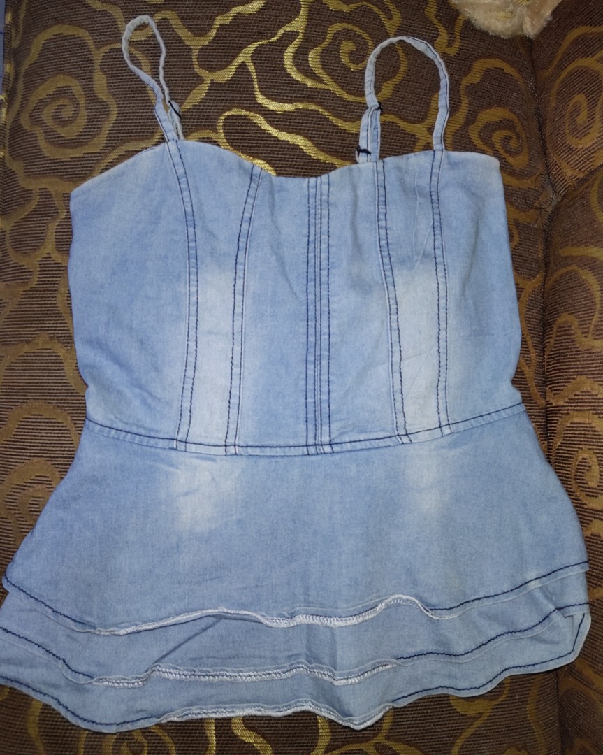 Sexy Maong Peplum Top, Women's Fashion, Tops, Sleeveless on Carousell