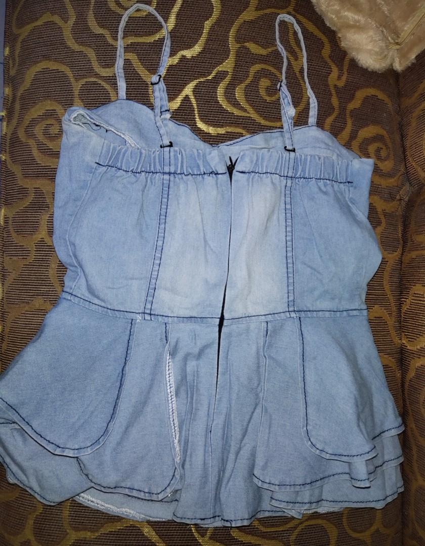 Sexy Maong Peplum Top, Women's Fashion, Tops, Sleeveless on Carousell