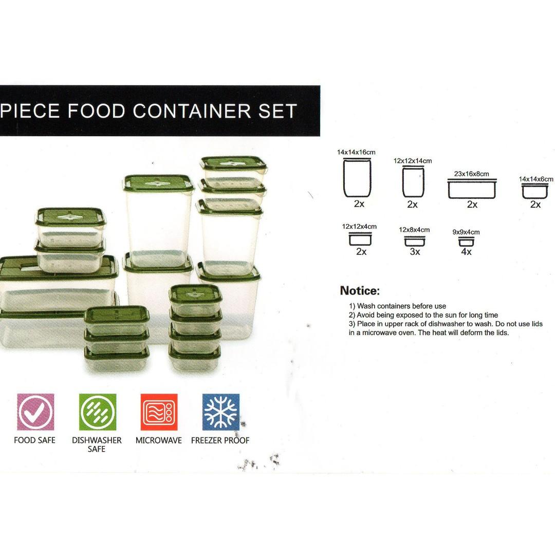 17pcs set Refrigerator Tupperware Kitchen Container Food Storage Box ...