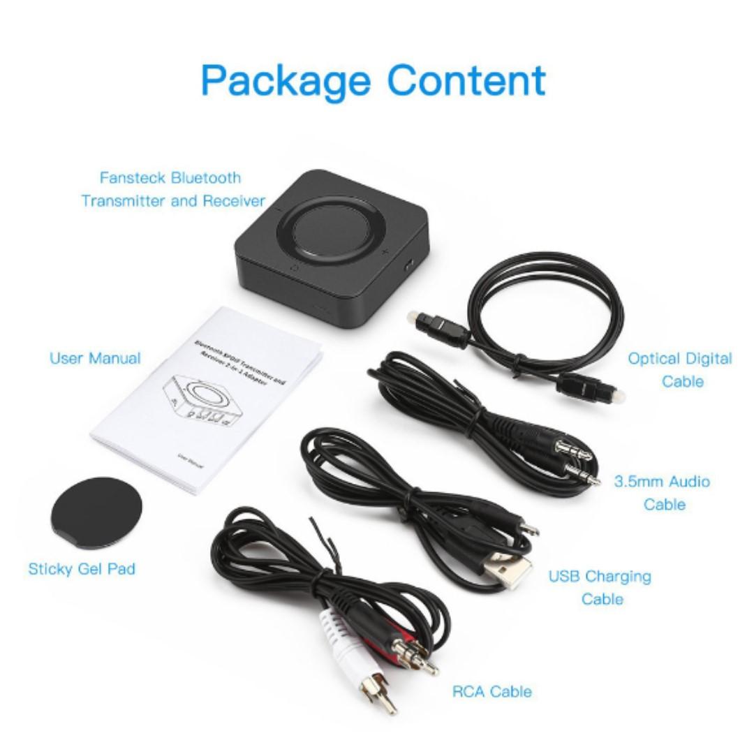 Bluetooth 5.0 AptX Audio 2 In 1 Wireless Transmitter Receiver 光纖藍芽發射接收器 S06245, 音響器材, 可攜式音響設備 ...