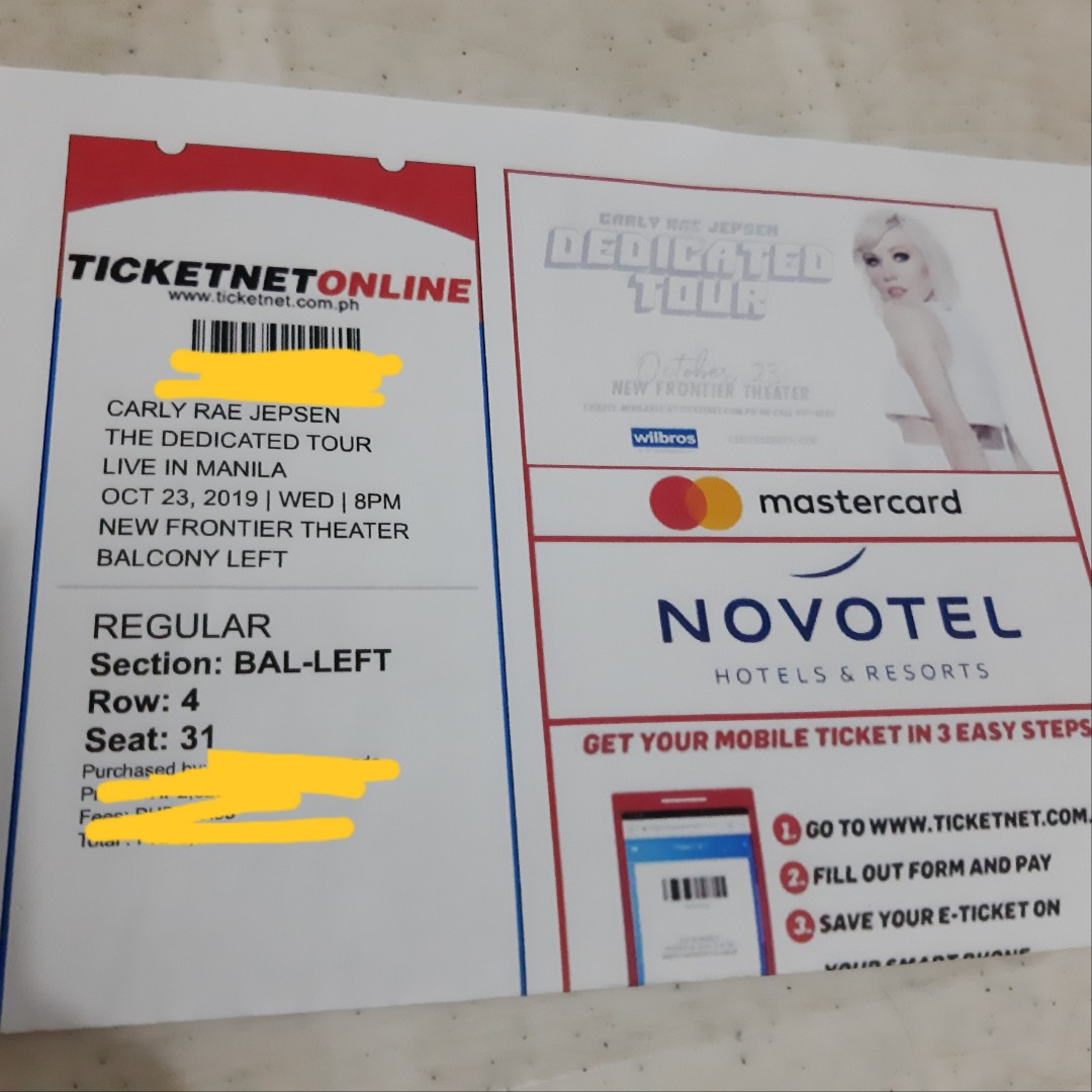 Carly Rae Jepsen's Concert Ticket, Tickets & Vouchers, Event Tickets on ...