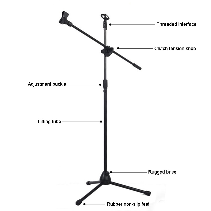 Portable Retractable Floor Microphone Stand Ajustable Stage Tripod With ...