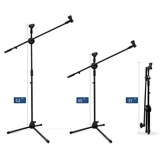 Portable Retractable Floor Microphone Stand Ajustable Stage Tripod With ...