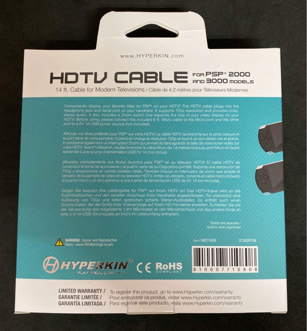 全新 PSP 2000 , 3000 HDMI Cable 專用HDMI轉插、線，即插即用! 高清 720p, 電子遊戲, 遊戲機配件, 充電 ...