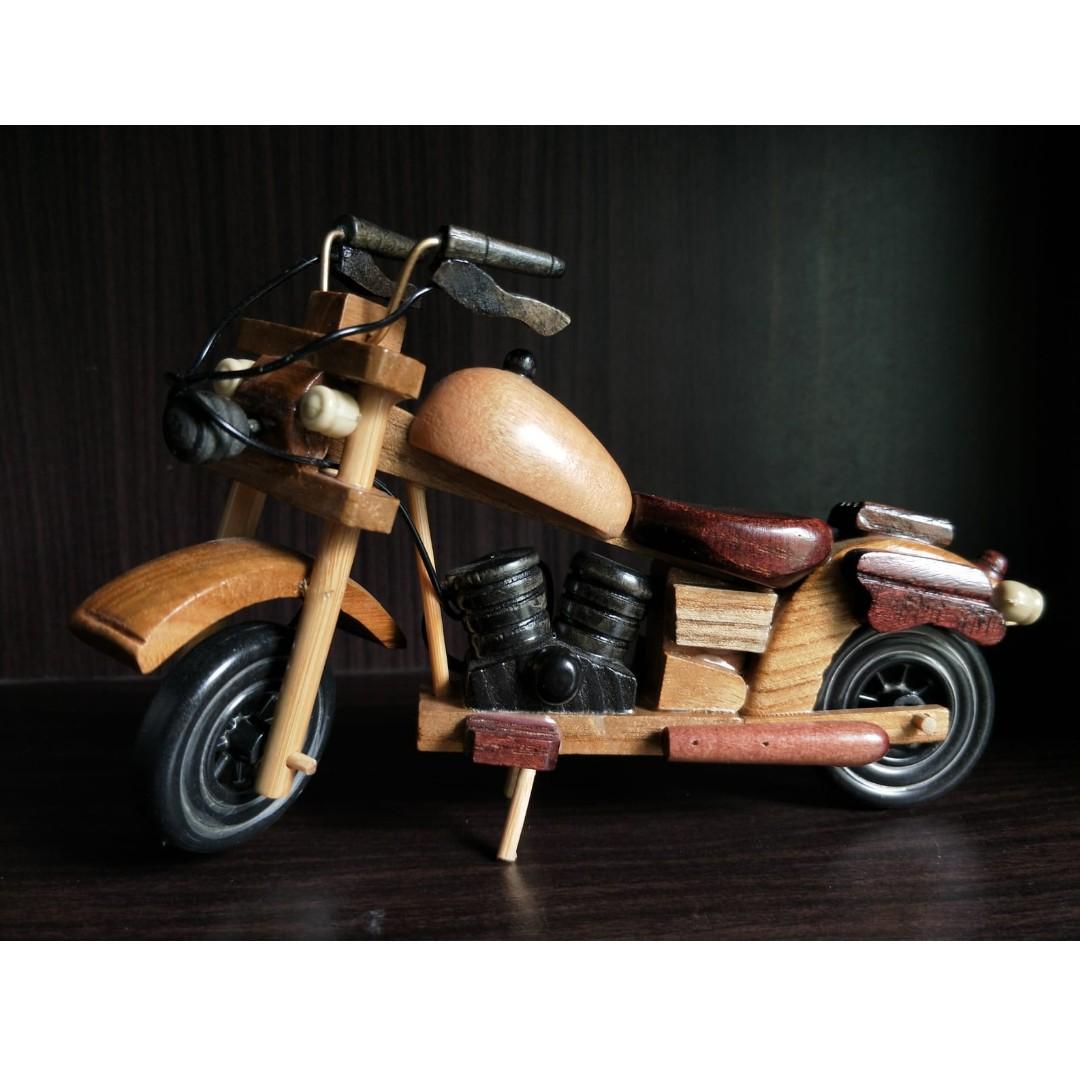Authentic hand crafted wooden motorbike model., Hobbies & Toys ...
