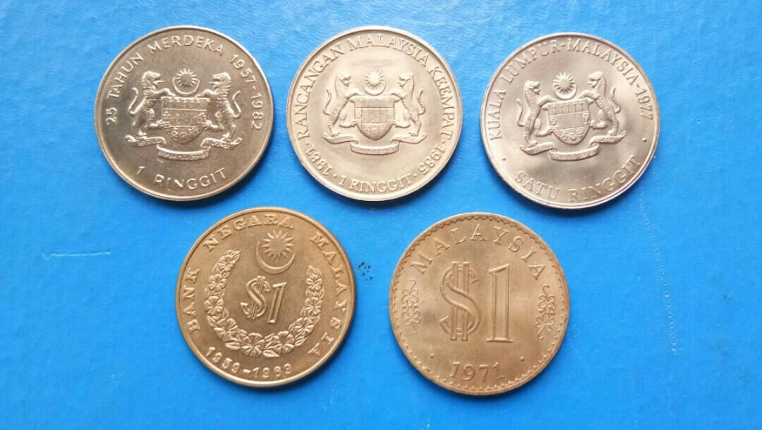 Lot Set Bank Nagara Malaysia 1 Ringgit Coins Wang Syilling Lama RM 1 ...