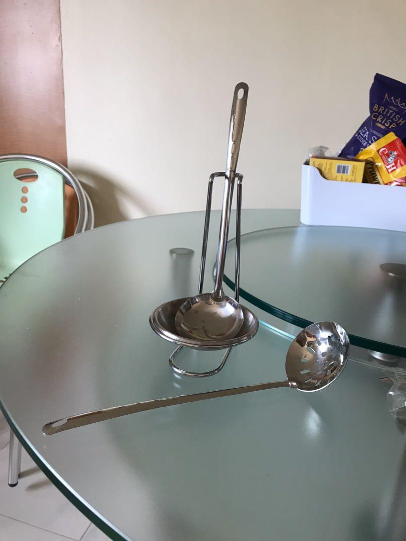 Stainless steel soup ladle with stand, Furniture & Home Living ...