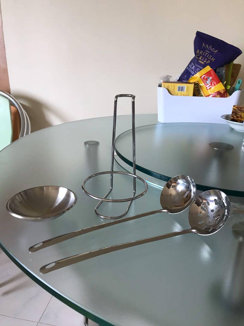 Stainless steel soup ladle with stand, Furniture & Home Living ...