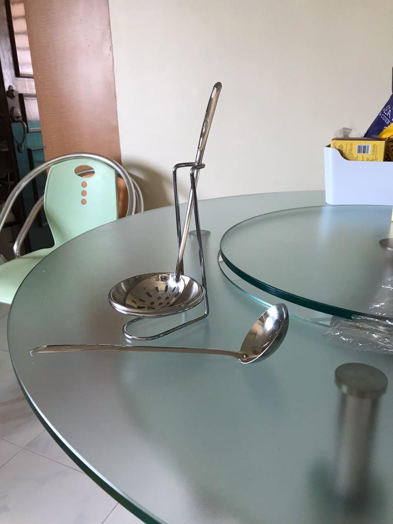 Stainless steel soup ladle with stand, Furniture & Home Living ...