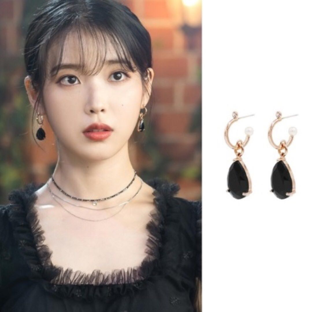 Hotel Del Luna Kdrama IU Black Drop Earrings - New, Women's Fashion ...