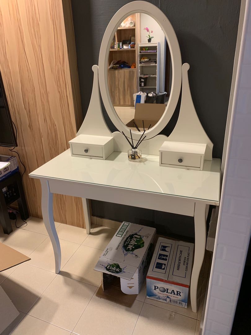 IKEA HEMNES Dressing table with mirror, Furniture & Home Living ...