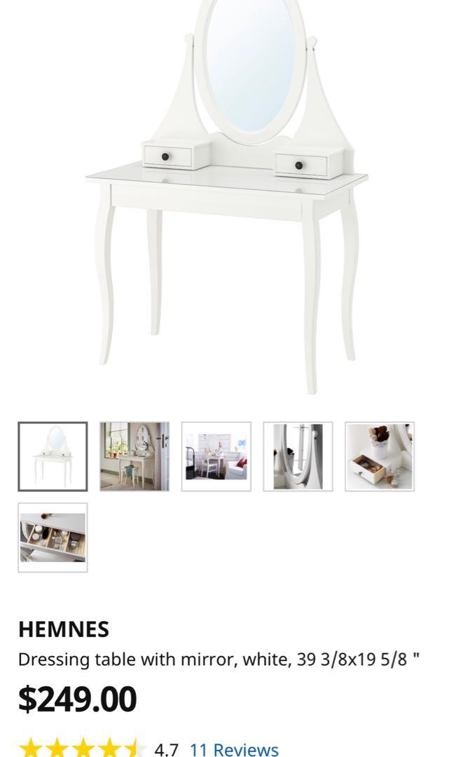 IKEA HEMNES Dressing table with mirror, Furniture & Home Living ...