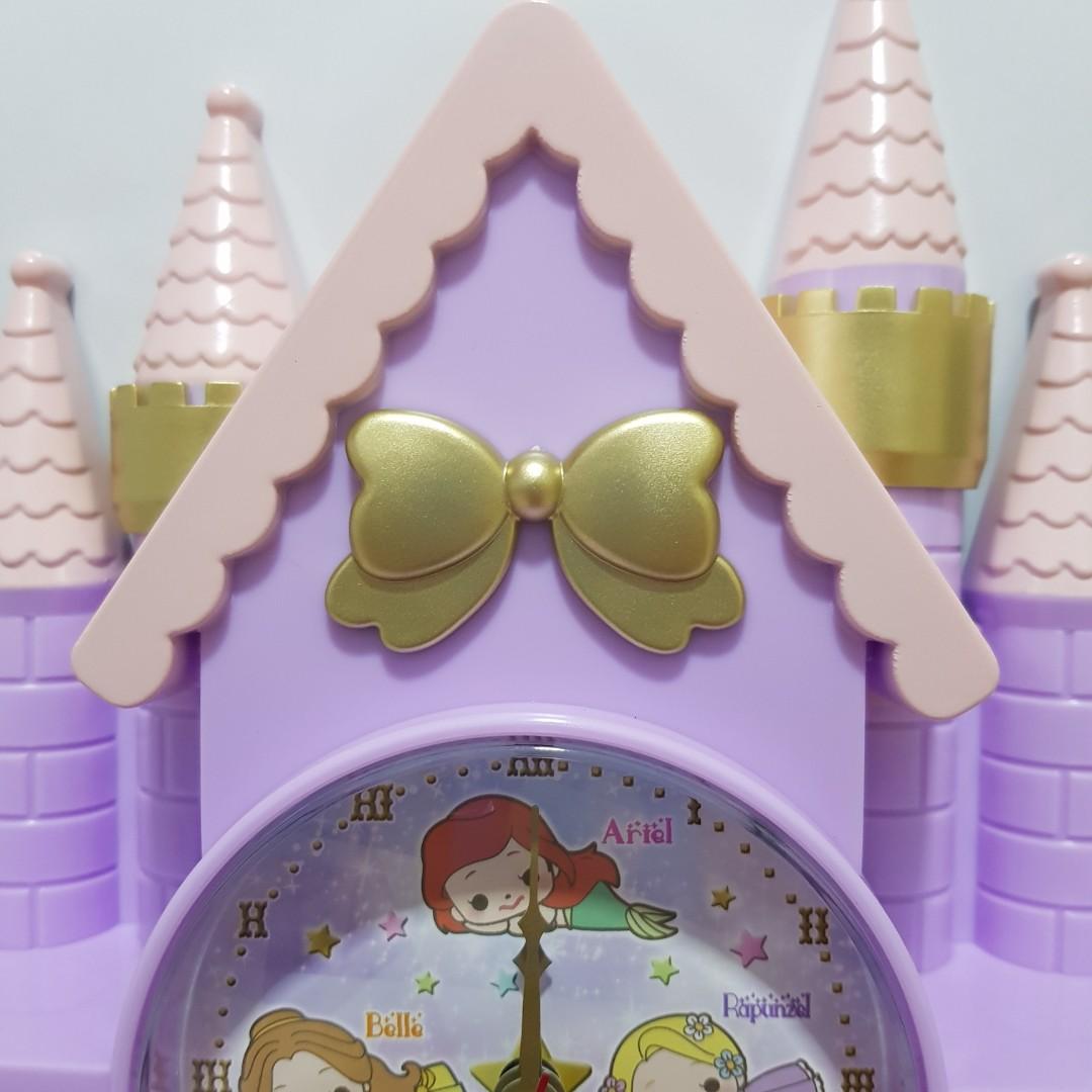 Pastel Pink Disney Princess Castle Clock Battery Operated, Furniture ...