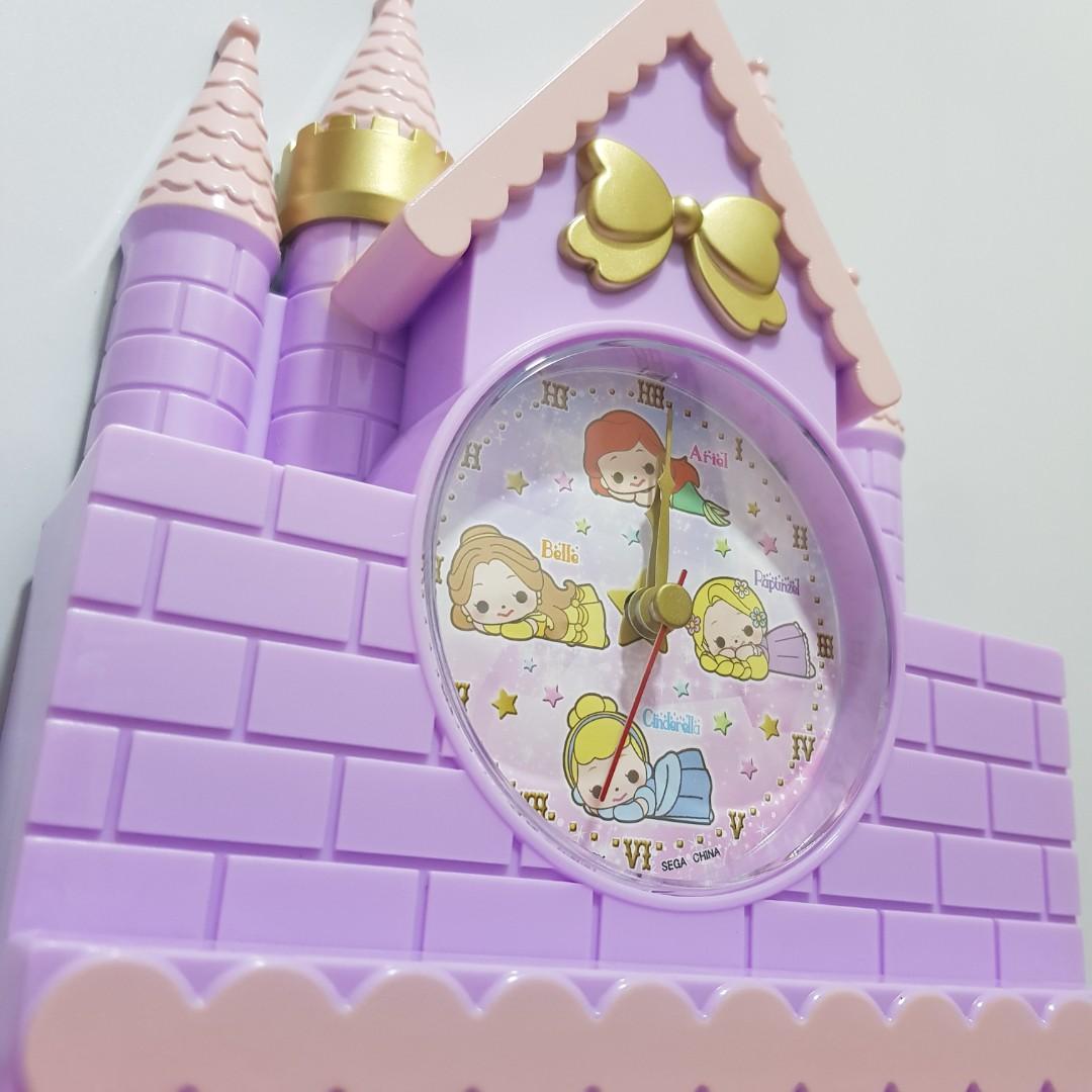 Pastel Pink Disney Princess Castle Clock Battery Operated, Furniture ...