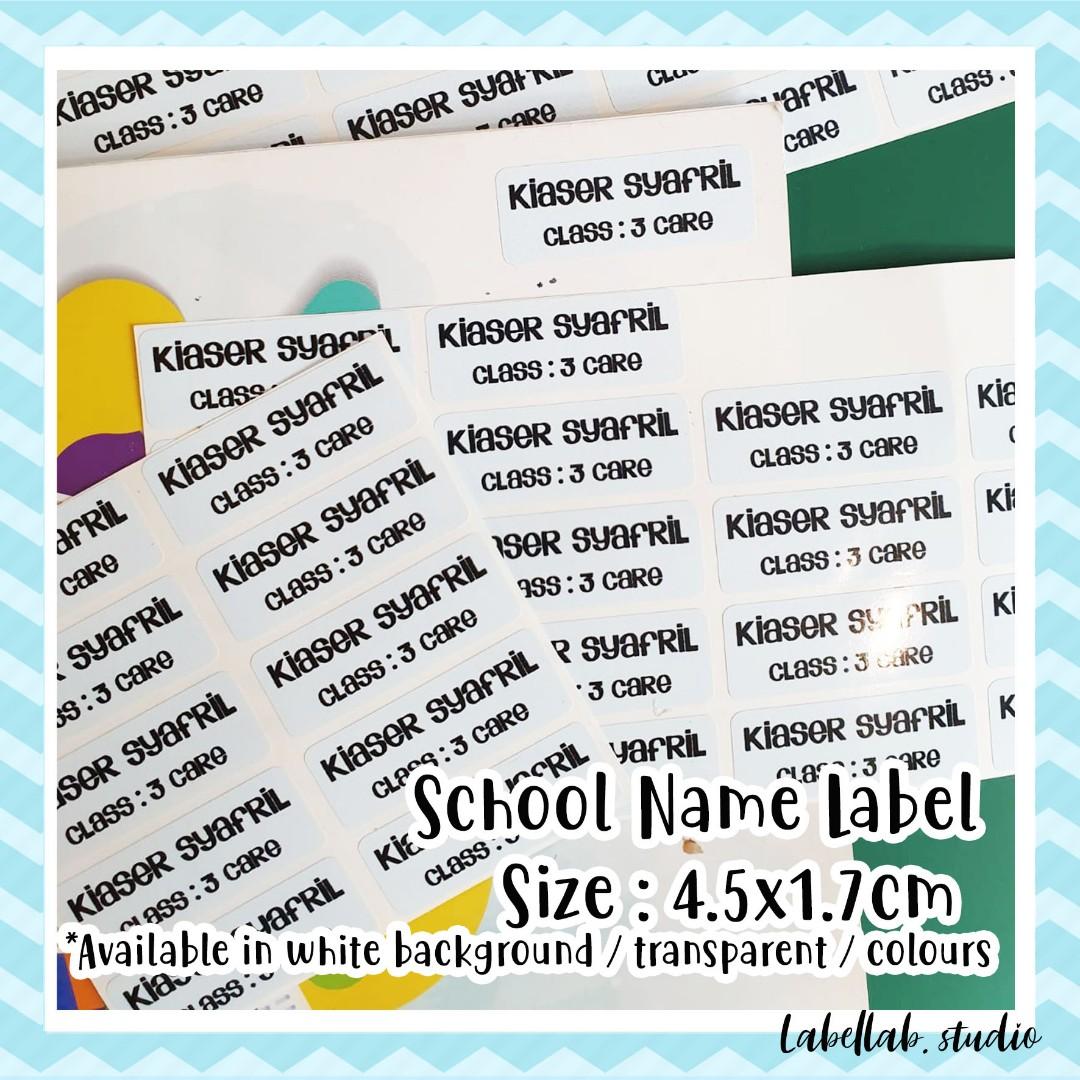 School Name label/ name stickers, Hobbies & Toys, Stationery & Craft ...
