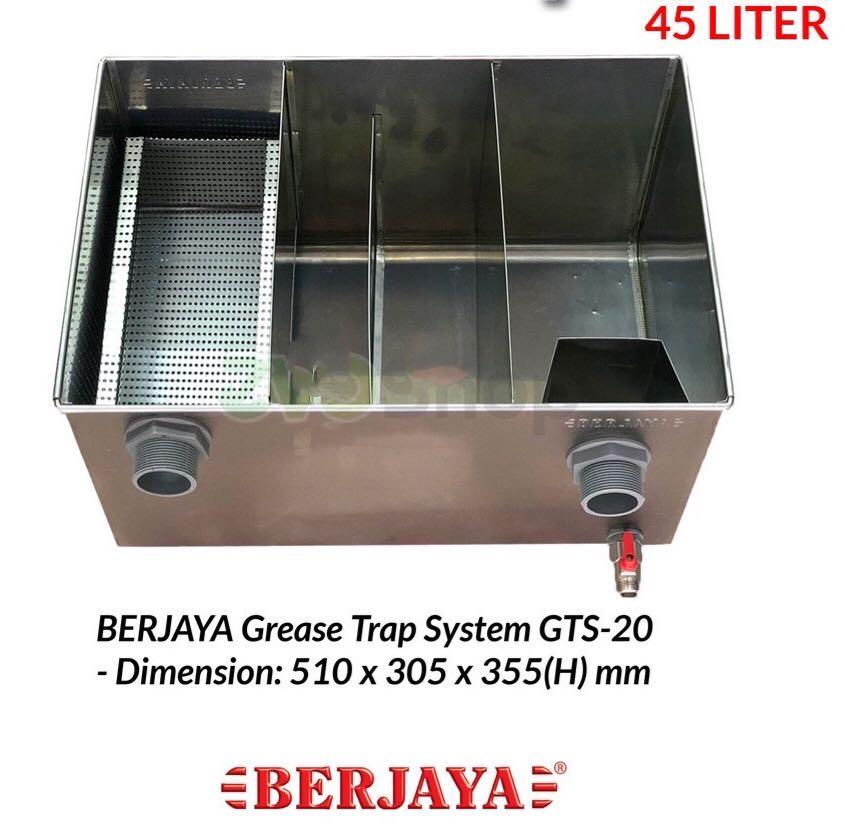 *SECOND HAND* BERJAYA Commercial 45 Liter Stainless Steel Grease Trap GTS-20, TV & Home ...