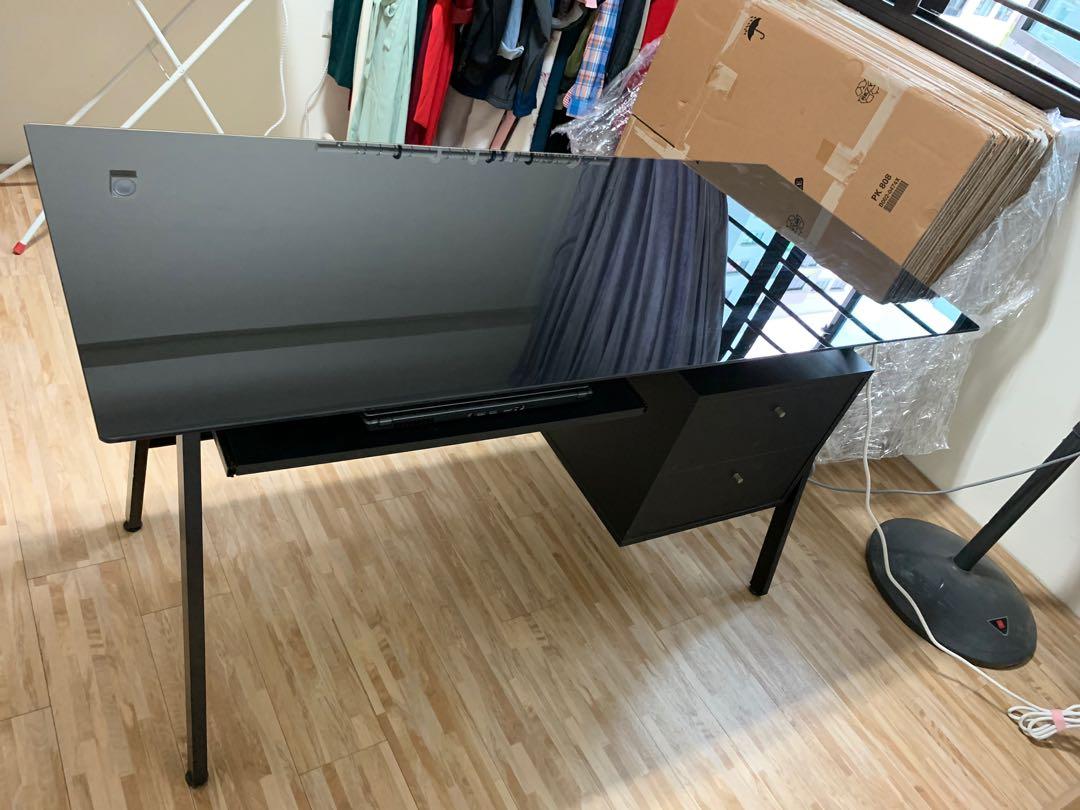 Glass Top Study Table, Furniture & Home Living, Furniture, Tables ...