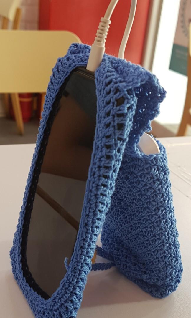 Handphone & Power Bank Crochet Pouch, Hobbies & Toys, Travel, Travel ...