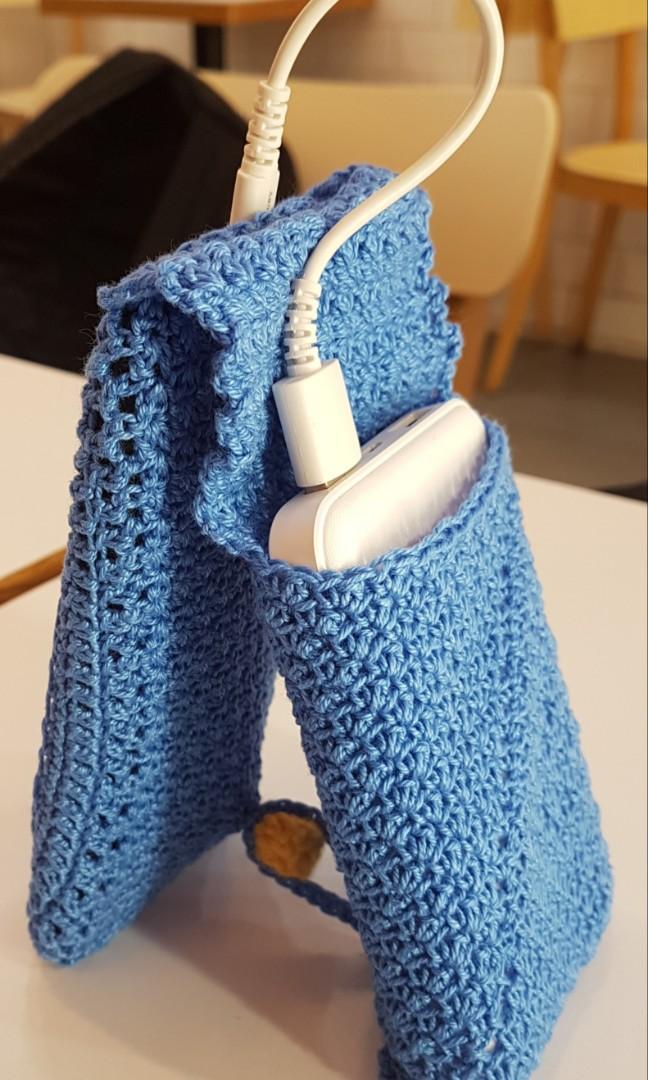 Handphone & Power Bank Crochet Pouch, Hobbies & Toys, Travel, Travel ...