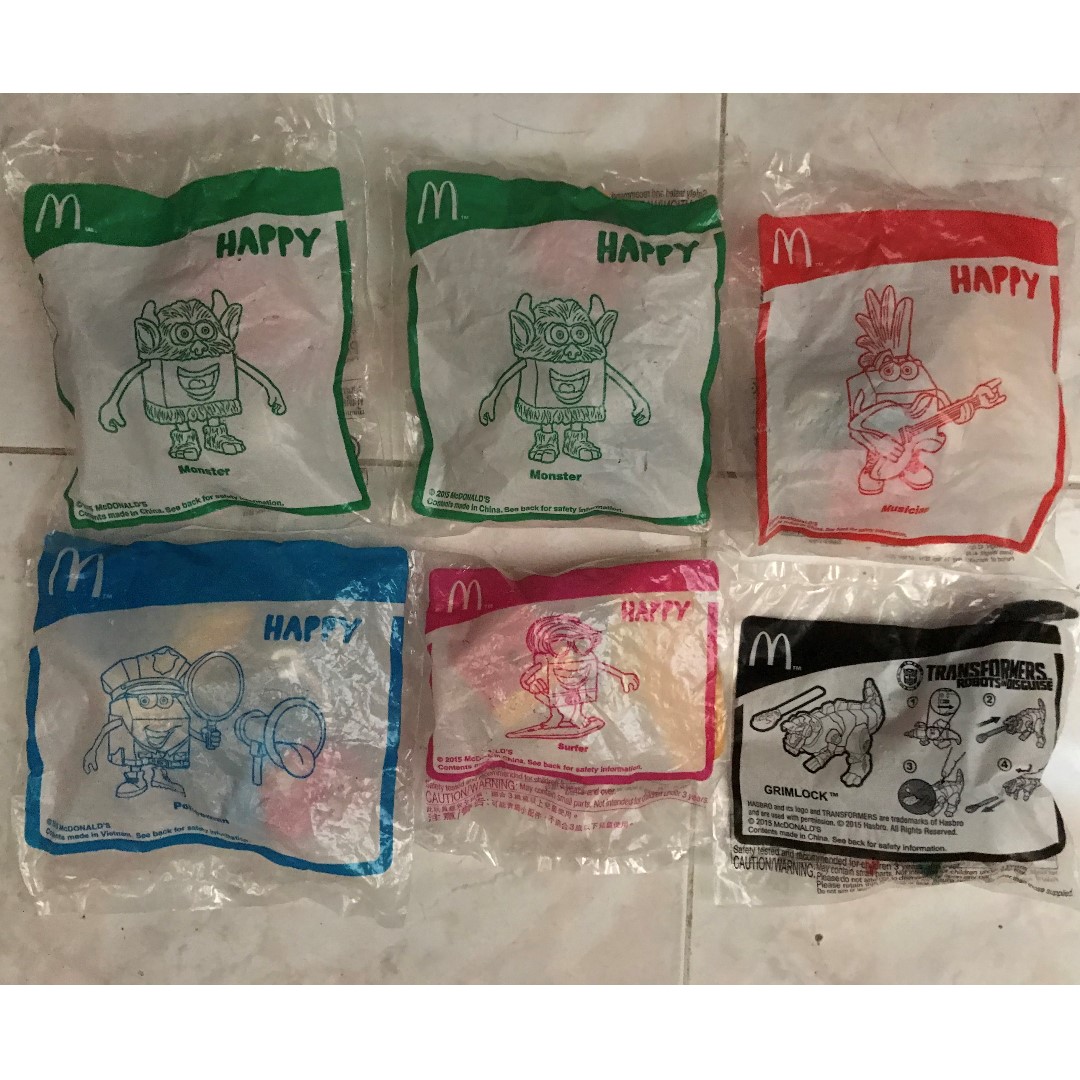 McDonalds 麥當勞開心樂園餐玩具6件(Happy, Transformer), 興趣及遊戲, 玩具 & 遊戲類 - Carousell