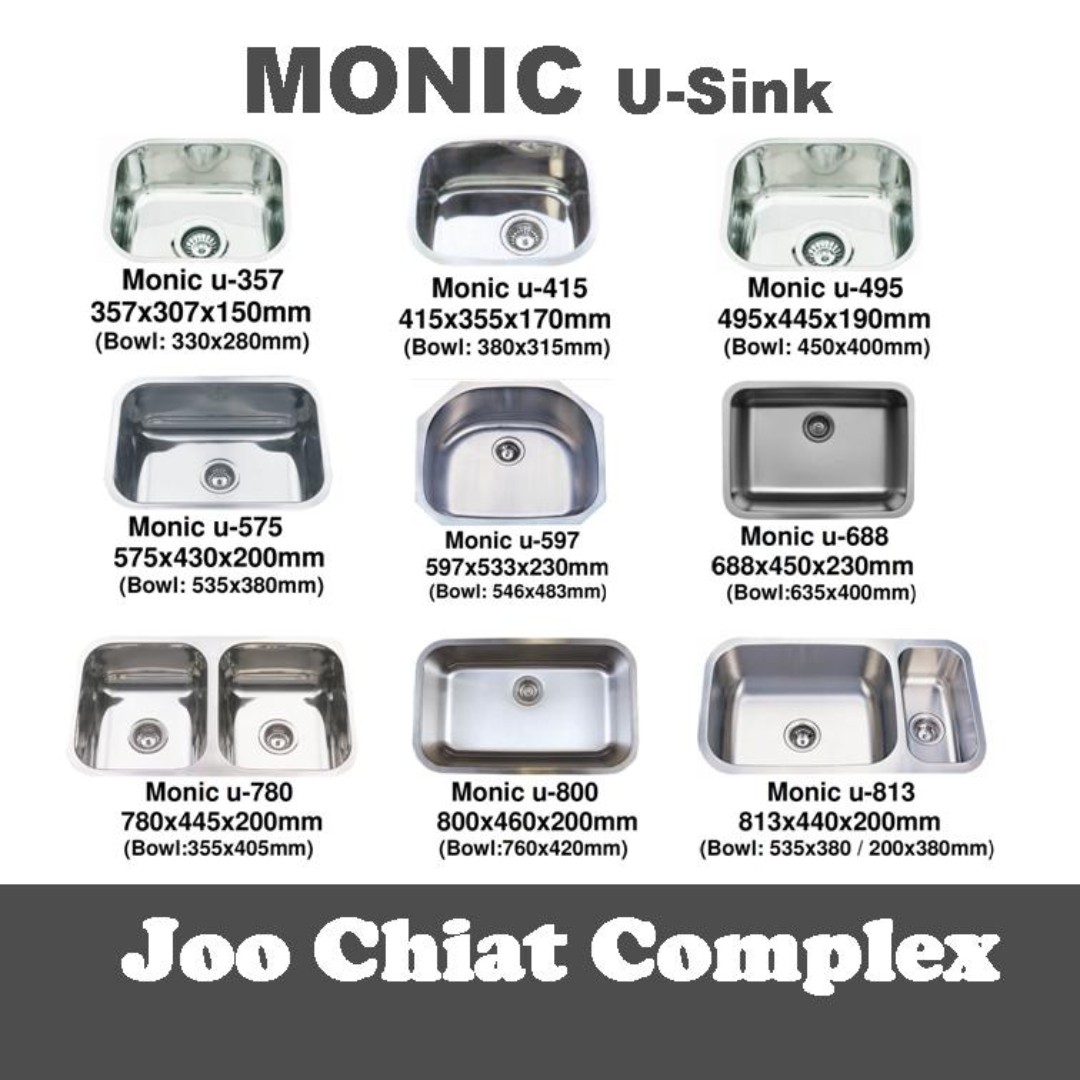 MONIC Undermount Stainless Steel Kitchen Sink U-Sink Series, Furniture ...
