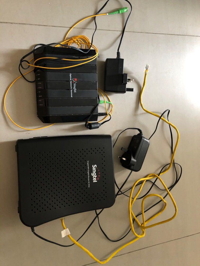 Wifi router and Singtel Optical Network Terminal, Computers & Tech ...