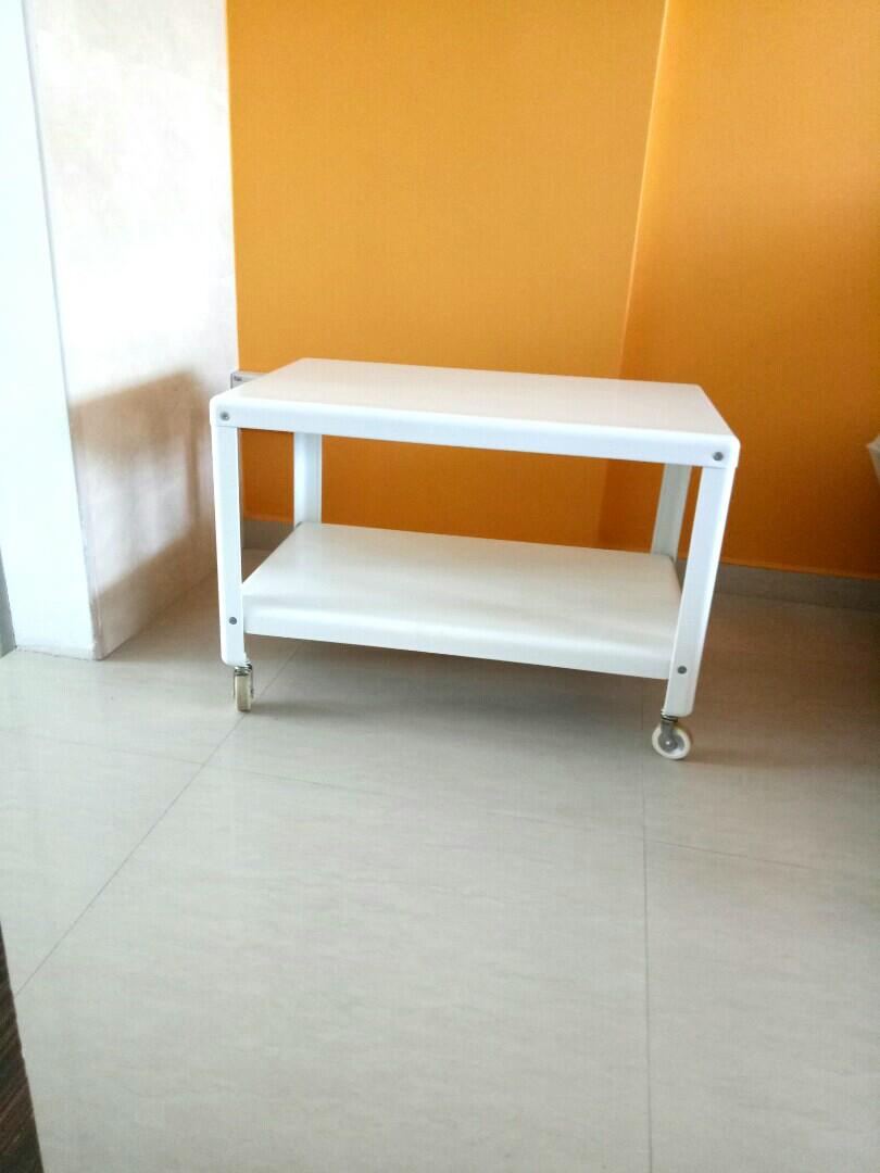 2 Tier white trolley table, Furniture & Home Living, Furniture, Tables ...