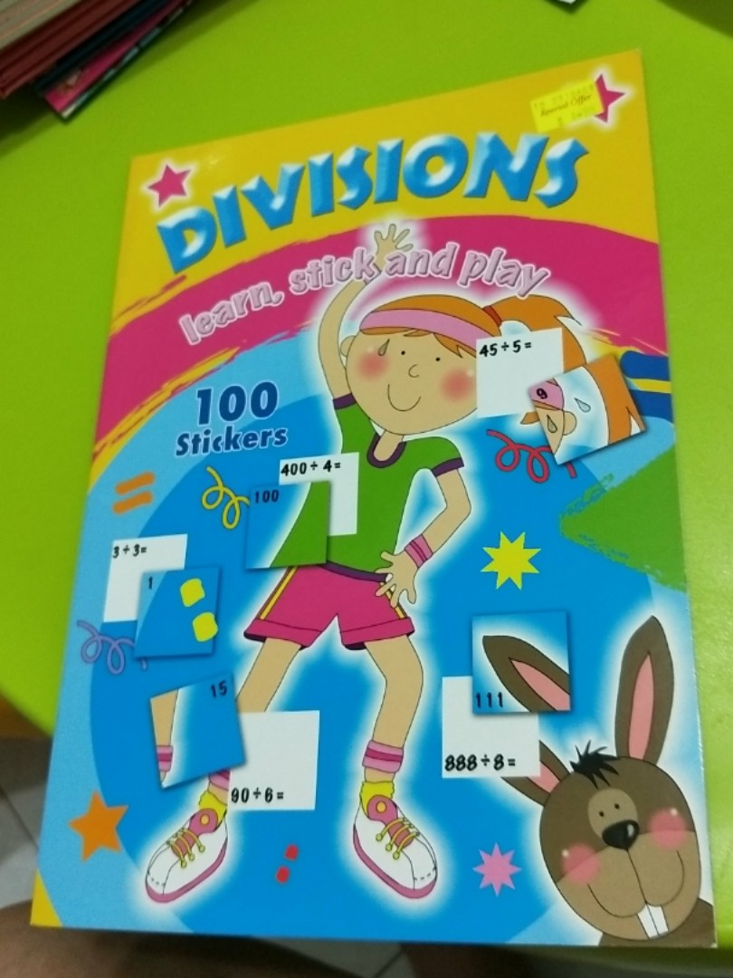 Addition, subtraction, multiplication and division sticker workbook ...