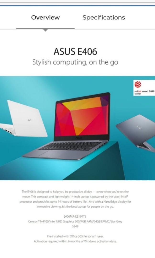 Asus E406M, Computers & Tech, Laptops & Notebooks on Carousell