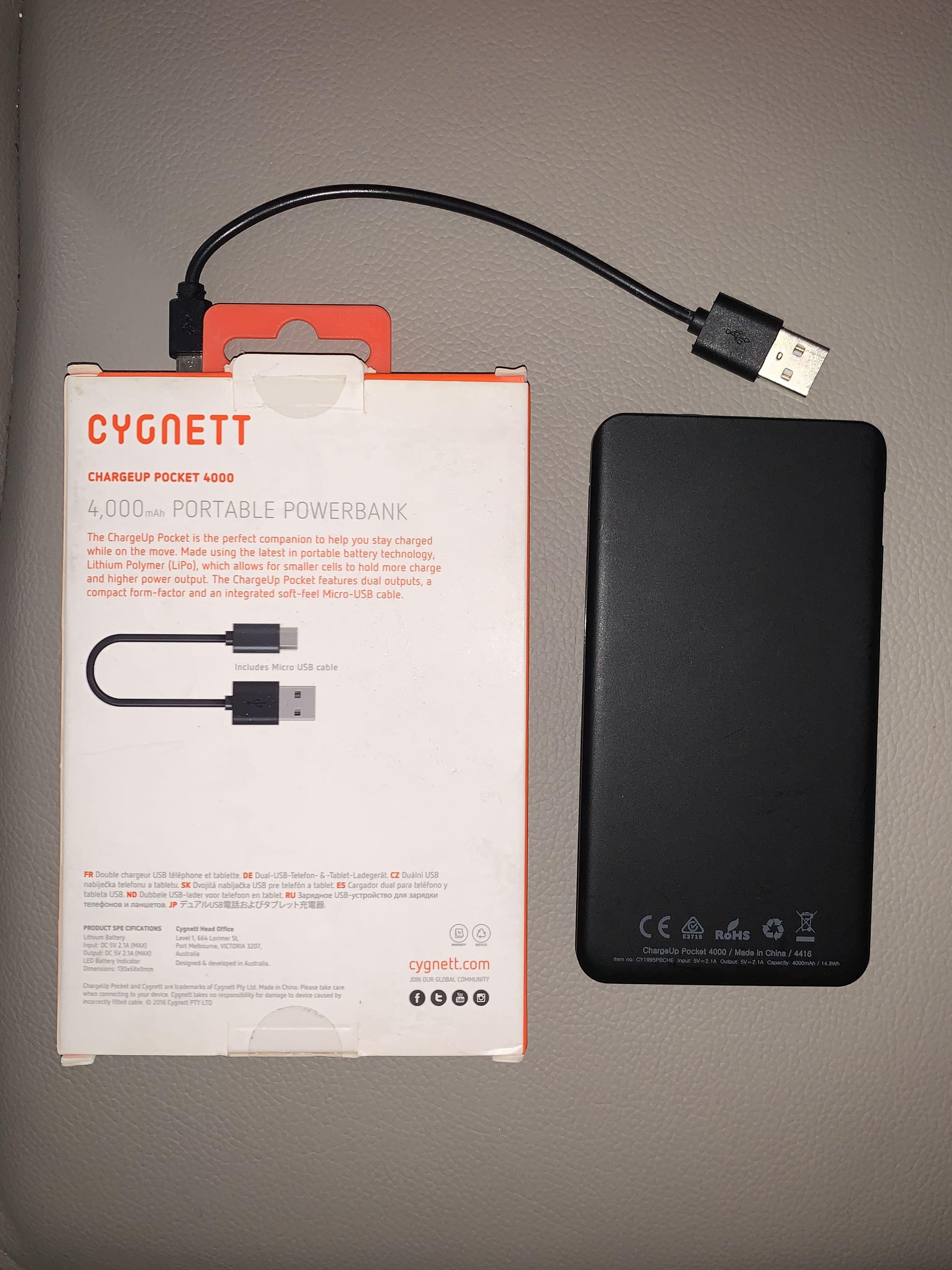 CYGNETT portable powerbank - 4000mAh, Mobile Phones & Gadgets, Mobile & Gadget Accessories ...