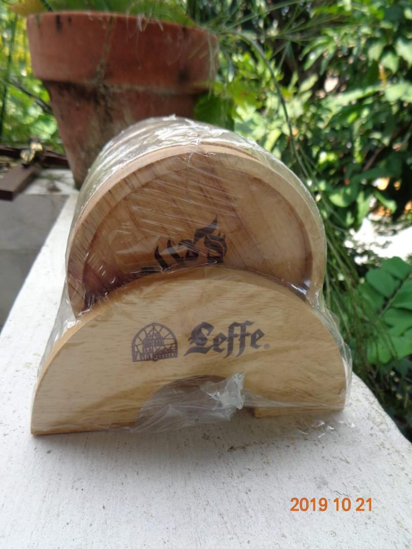Leffe Beer Wooden Coasters with Rack, Furniture & Home Living, Home ...
