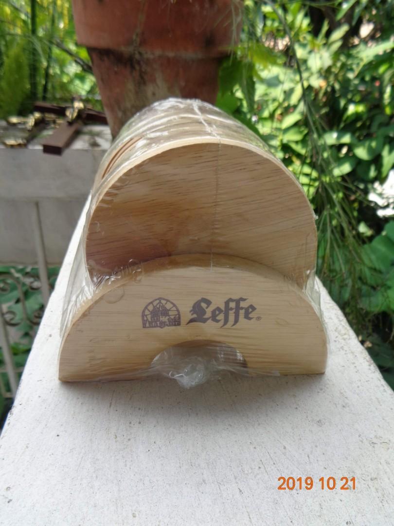 Leffe Beer Wooden Coasters with Rack, Furniture & Home Living, Home ...