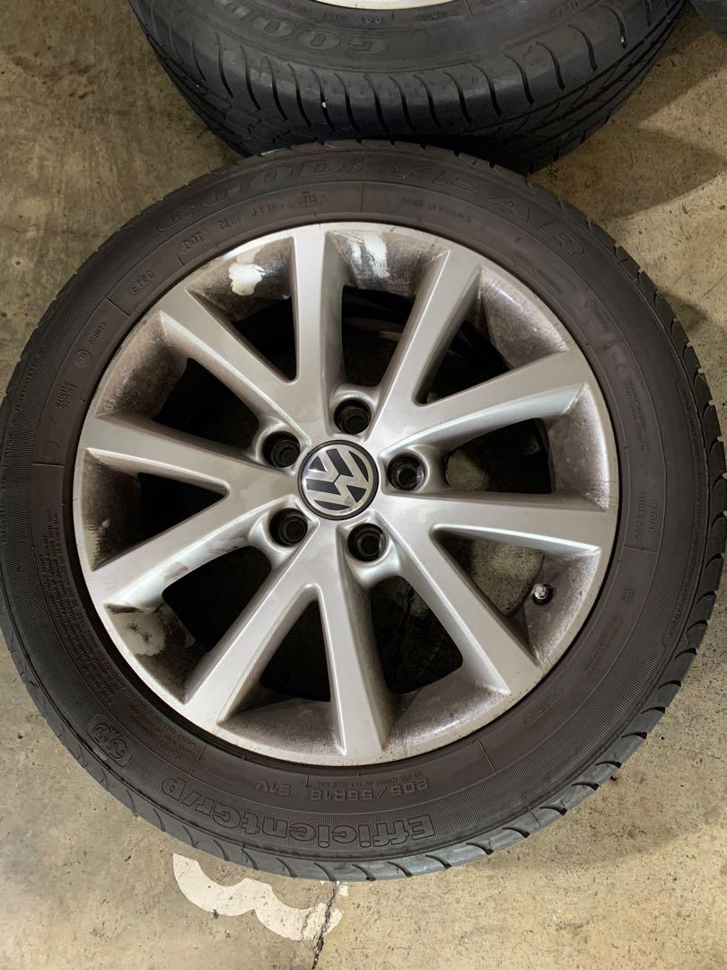 Original Jetta MK6 Rims+ Tyres, Car Accessories, Tyres & Rims on Carousell