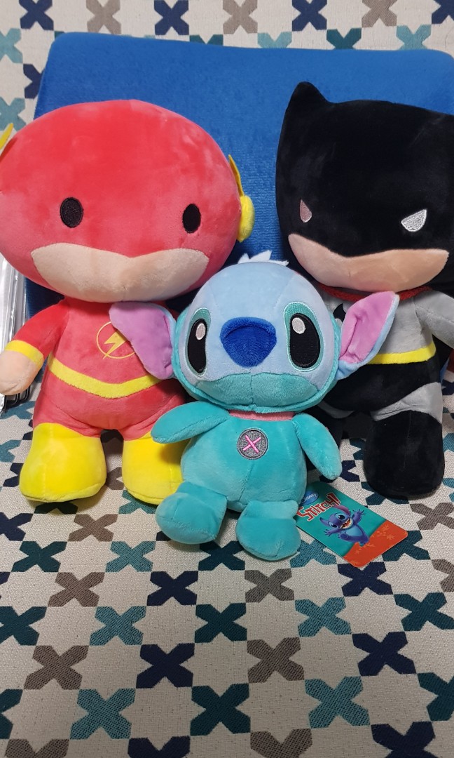Stitch Soft Toy / Flash / Batman, Hobbies & Toys, Toys & Games on Carousell