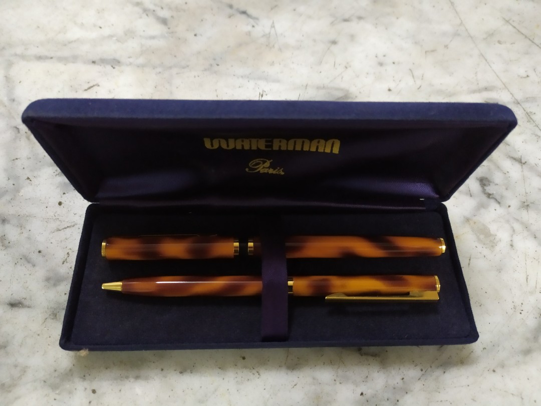 France Waterman Marble Brown Fountain & Ball Pen Set, Furniture & Home ...