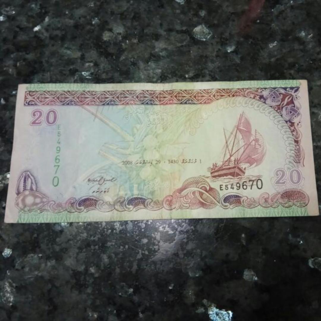 Maldives Money Maldivian Rufiyaa 20 dollar note, Hobbies & Toys ...