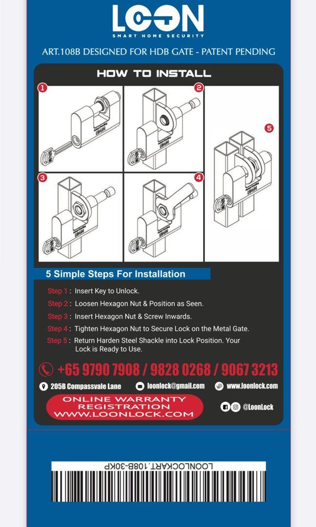 HDB gate padlock 108BKR, Furniture & Home Living, Bathroom & Kitchen ...