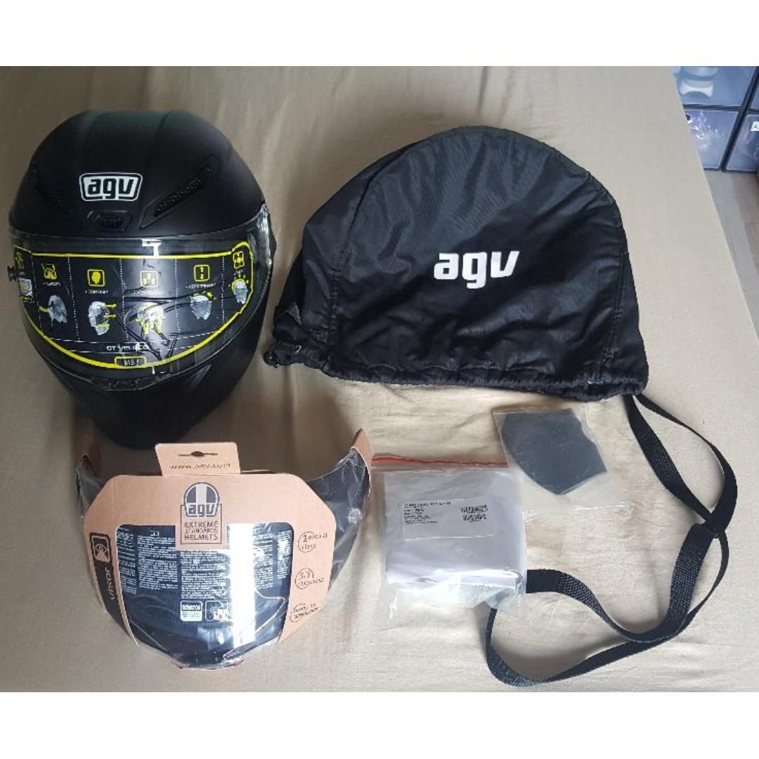 HELMET AGV 6211A4F0-003 GT-VELOCE SOLID MATT BLACK SZ MS with AGV Visor/Shield for Pista GP ...