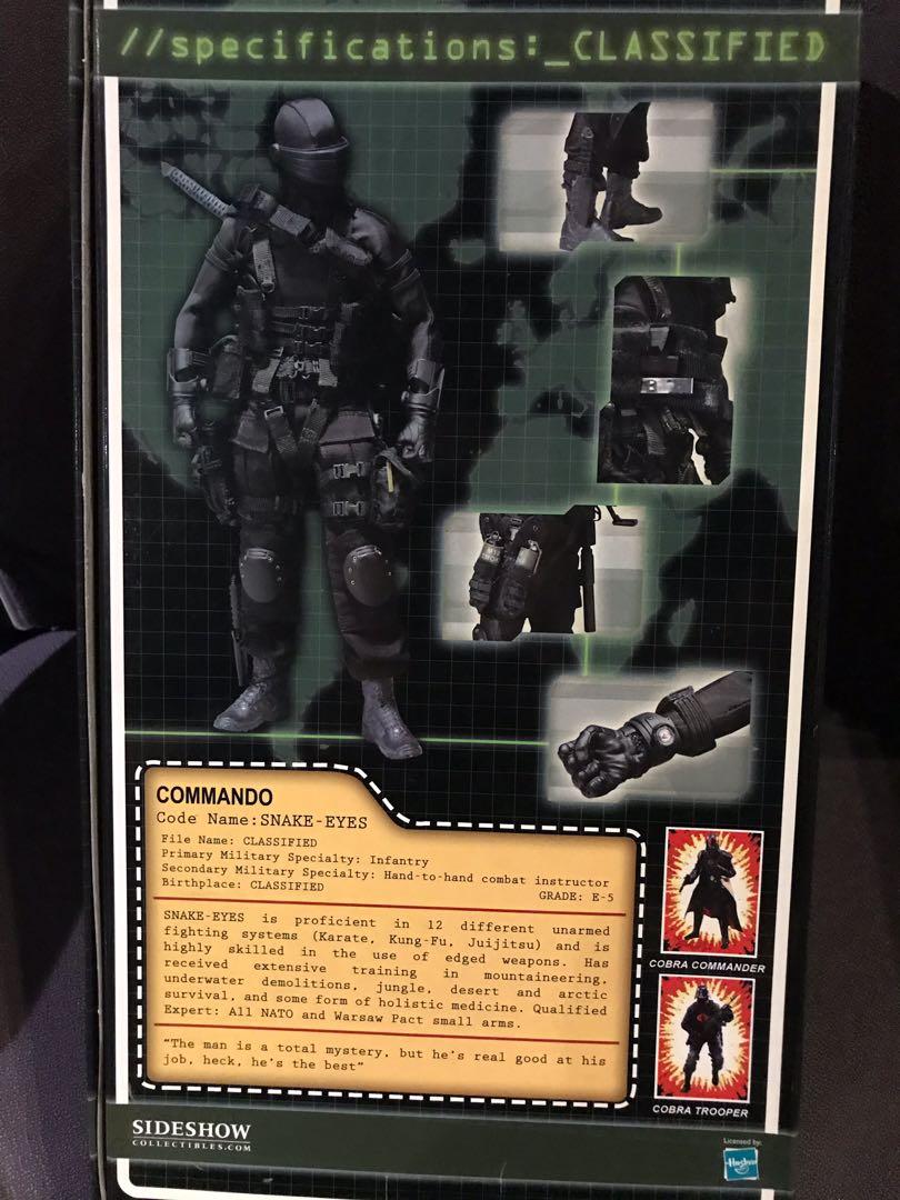Sideshow 1/6 G.I.Joe Commando Code Name: Snake-Eyes Collectible Figure ...