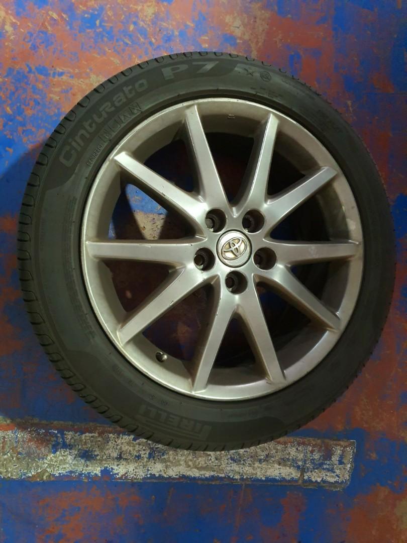 Toyota estima original 4 pcs 18" rim w/tyre, Car Accessories, Tyres ...